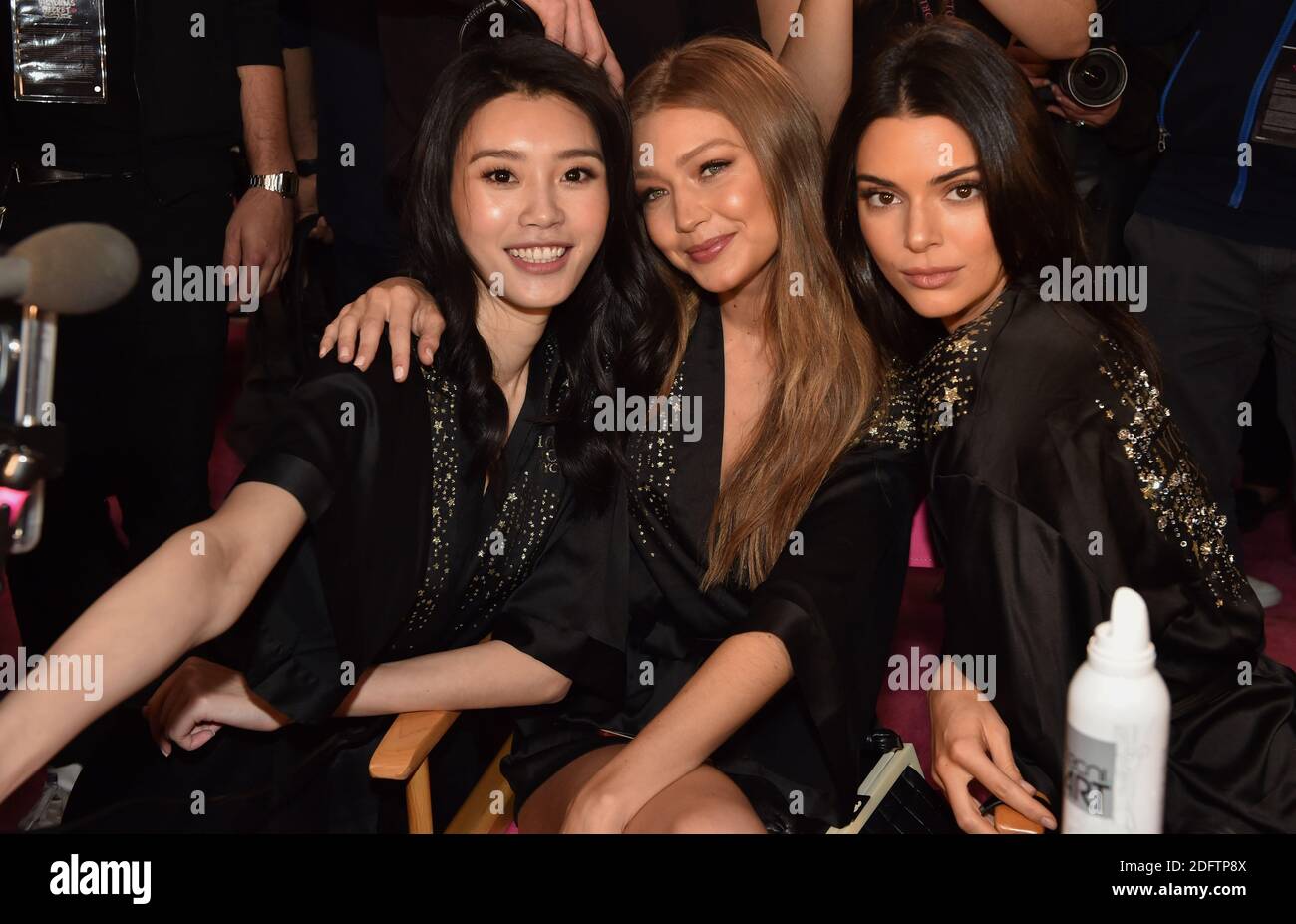 Gigi Hadid and Kendall Jenner posing backstage of the 2018 Victoria's ...