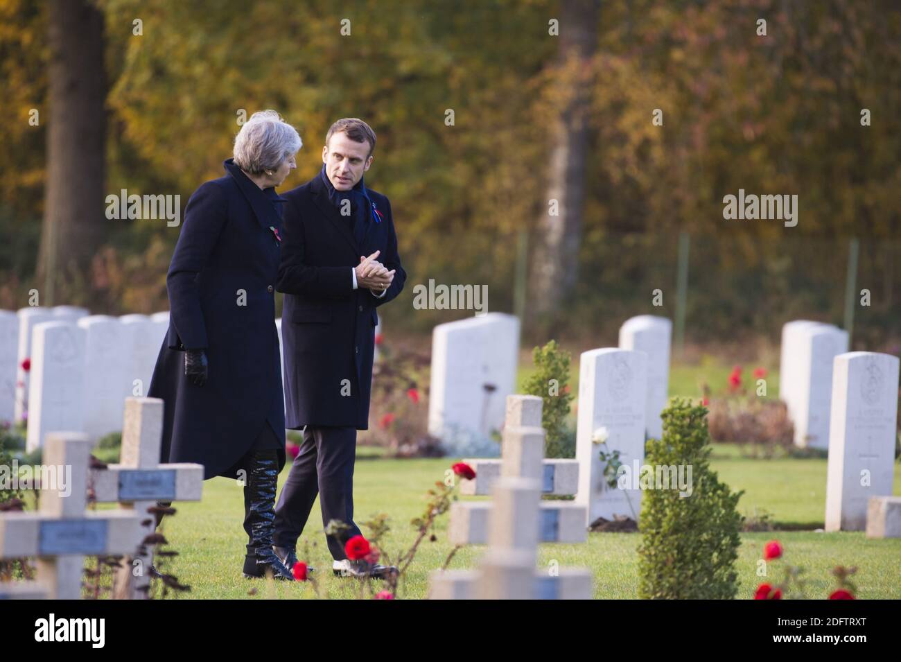 British Prime Minister Theresa May talks with French President Emmanuel ...