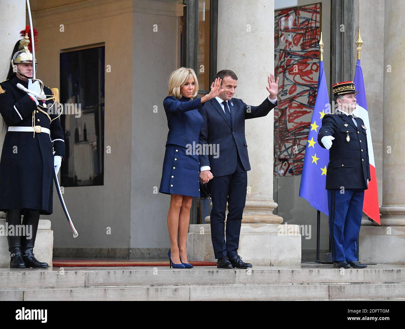 French President Emmanuel Macron and his wife Brigitte Macron at the ...