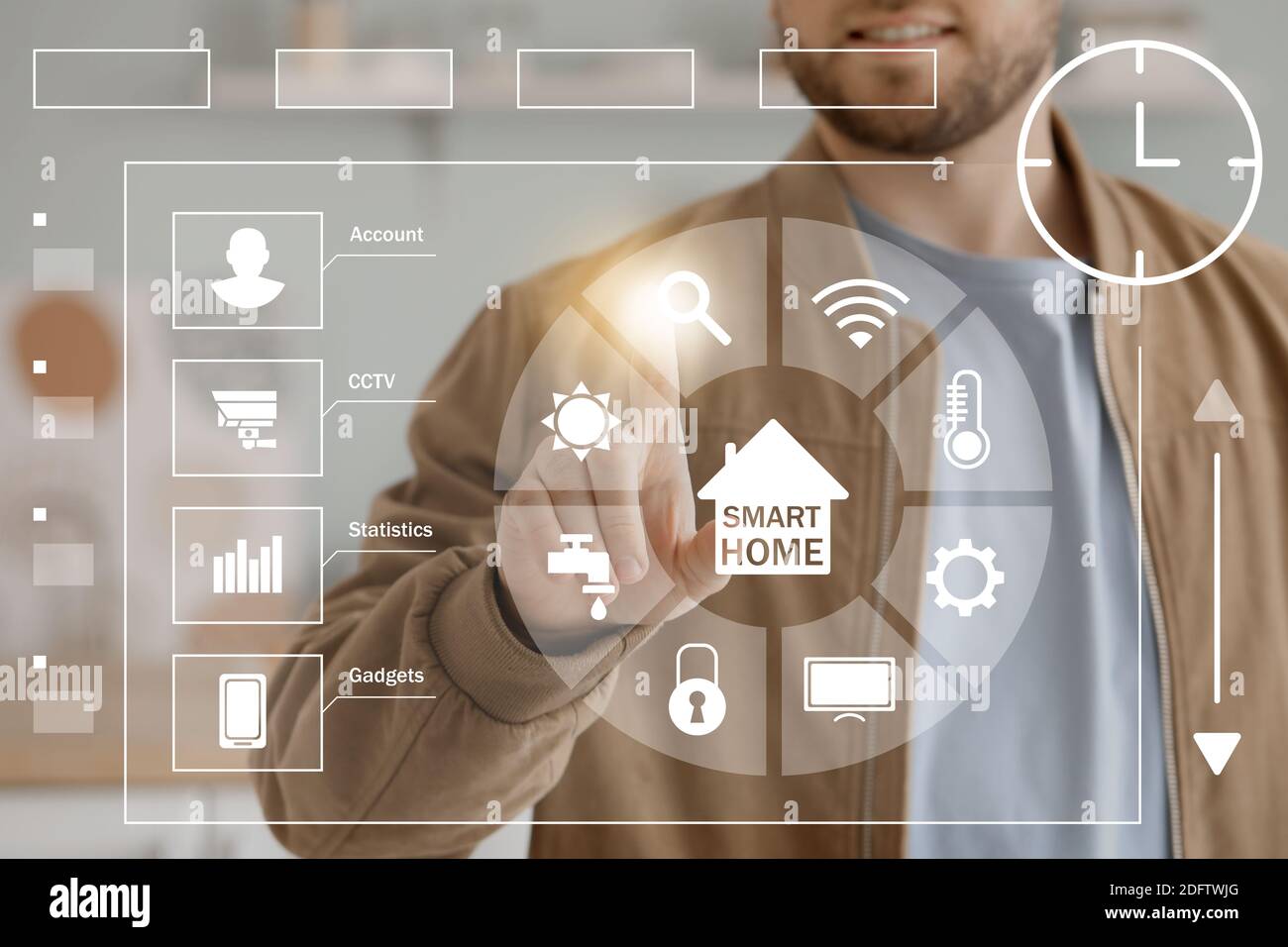 Man using futuristic interface of smart home automation Stock Photo - Alamy