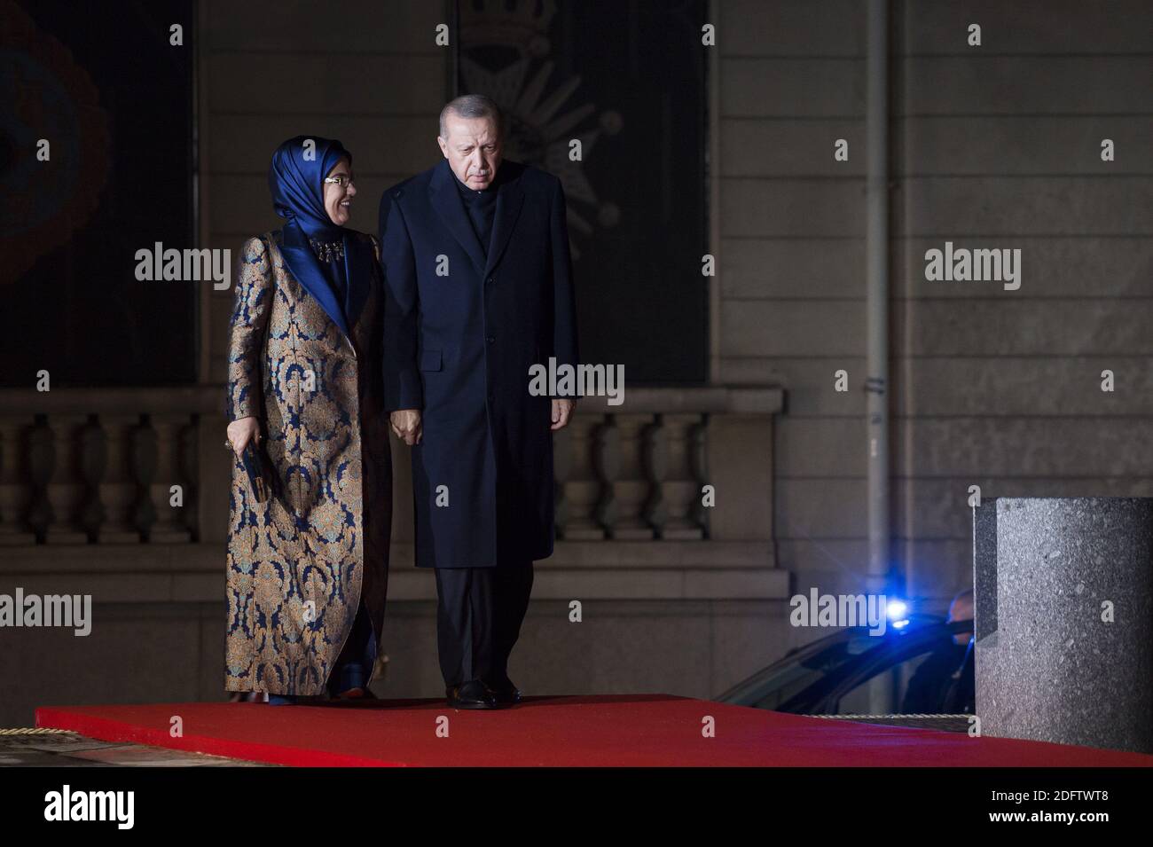 Turkish President Recep Tayyip Erdogan and his wife Emine arriving for ...