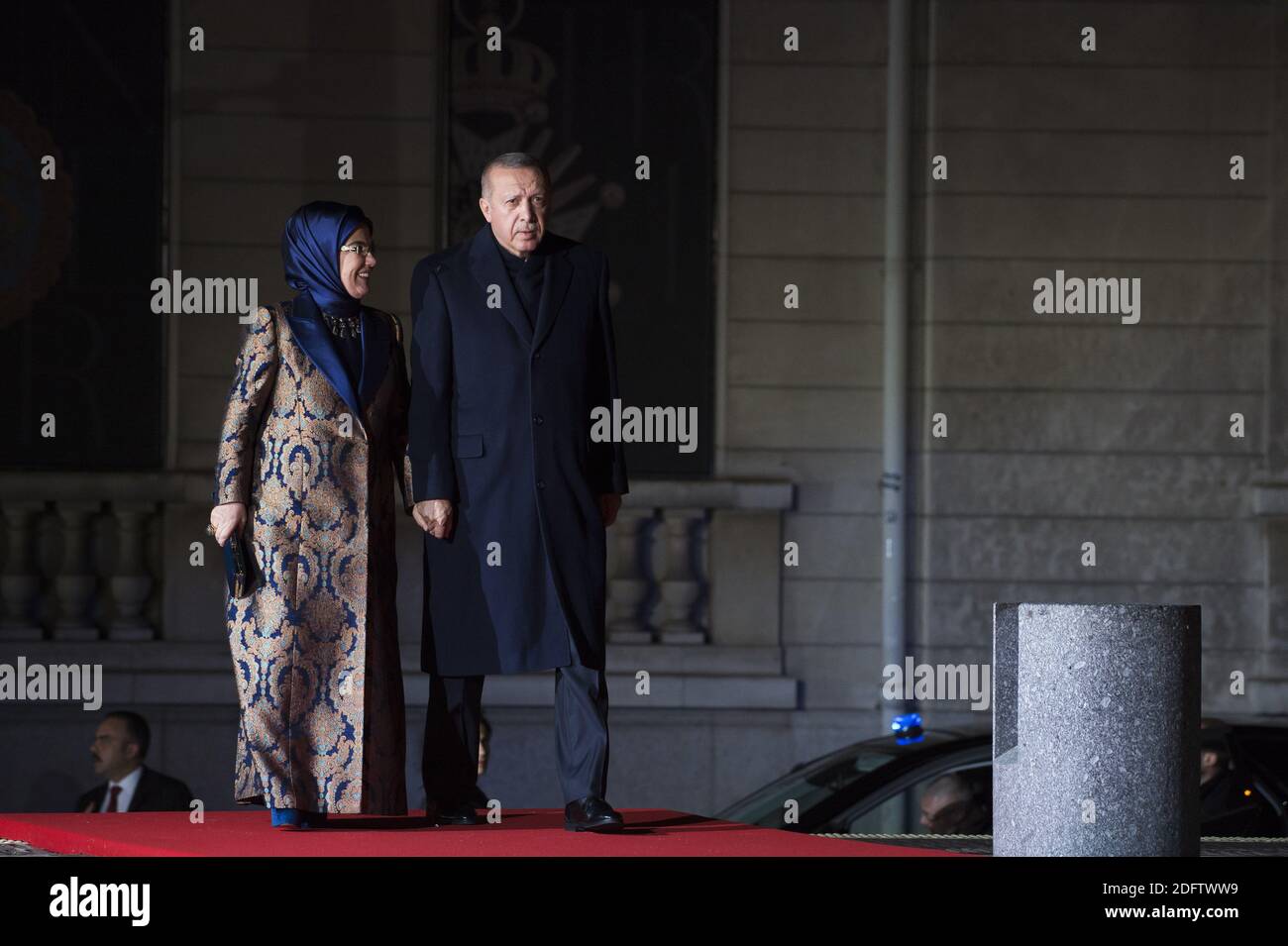 Turkish President Recep Tayyip Erdogan and his wife Emine arriving for ...