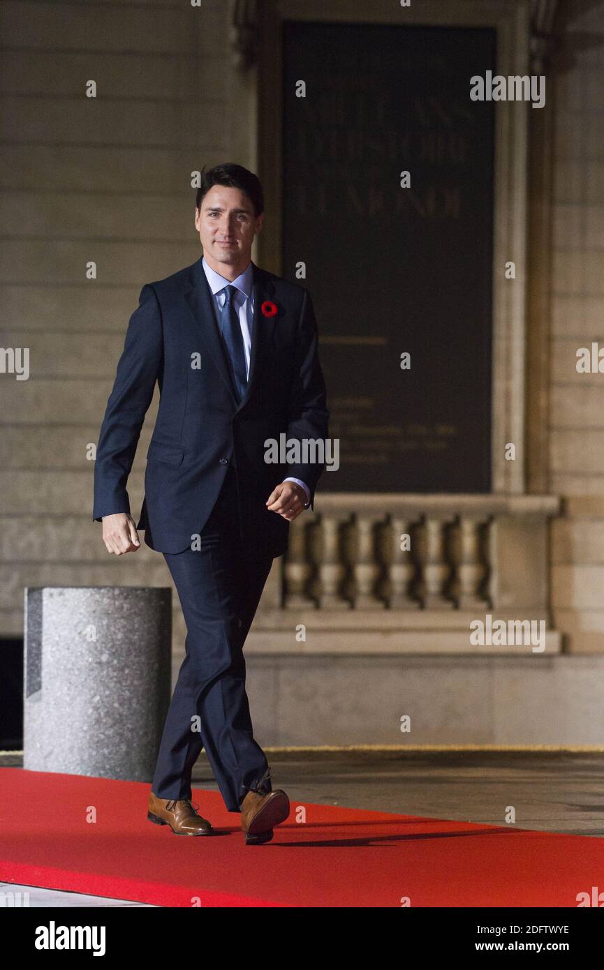 Canadian PM Justin Trudeau arriving for a State Dinner at the Musee d ...