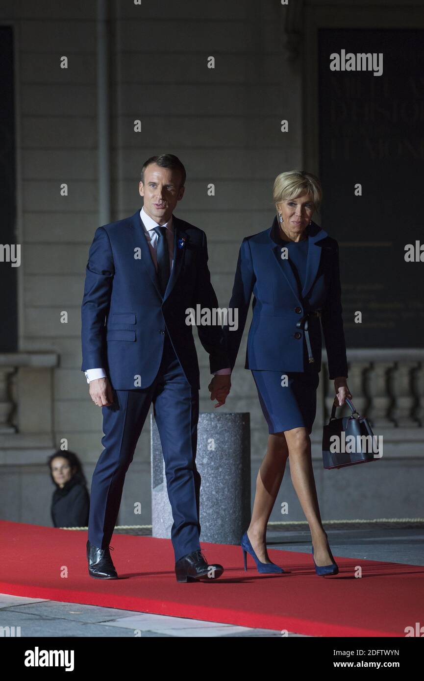 French President Emmanuel Macron and his wife Brigitte arriving for a ...