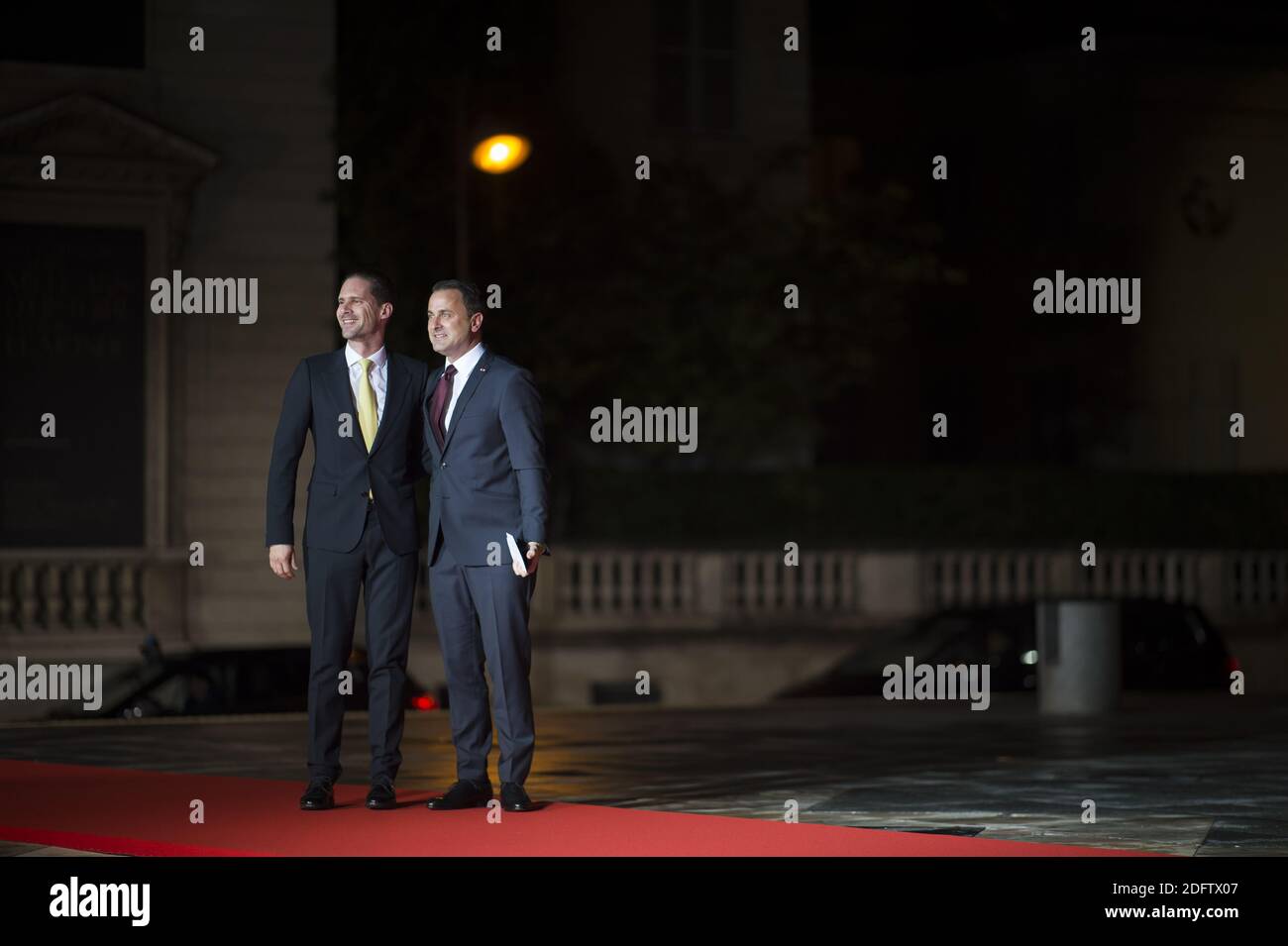 Luxembourg's Prime Minister Xavier Bettel (L) and his husband Gauthier ...