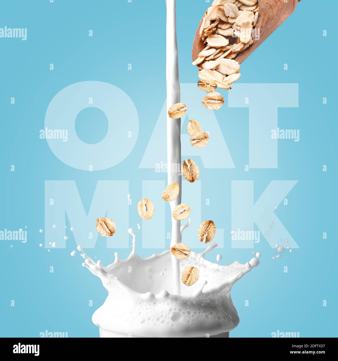Splash of oat milk on color background Stock Photo - Alamy