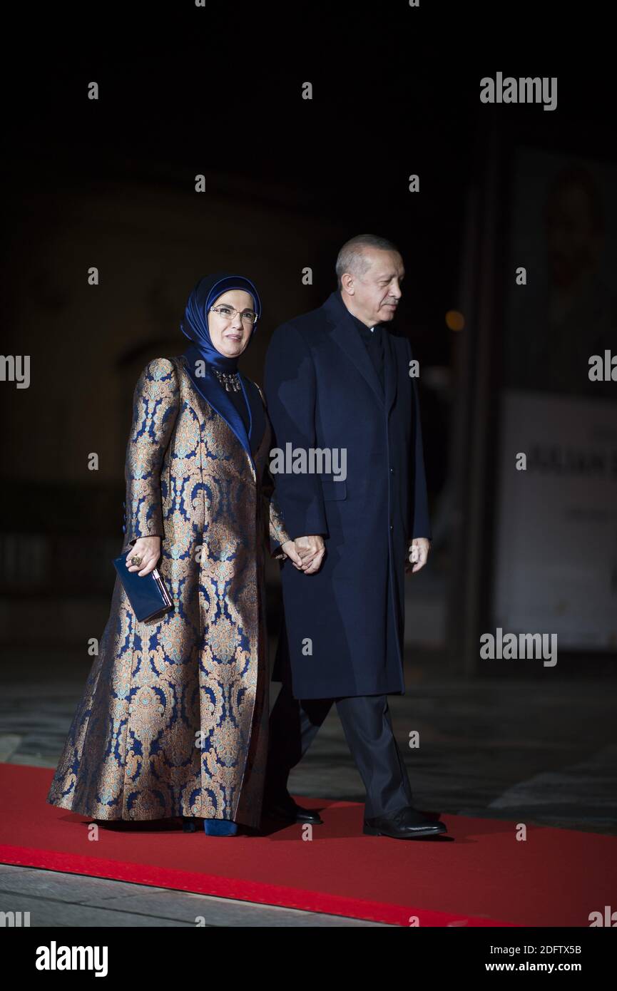 Turkish President Recep Tayyip Erdogan and his wife Emine arriving for ...