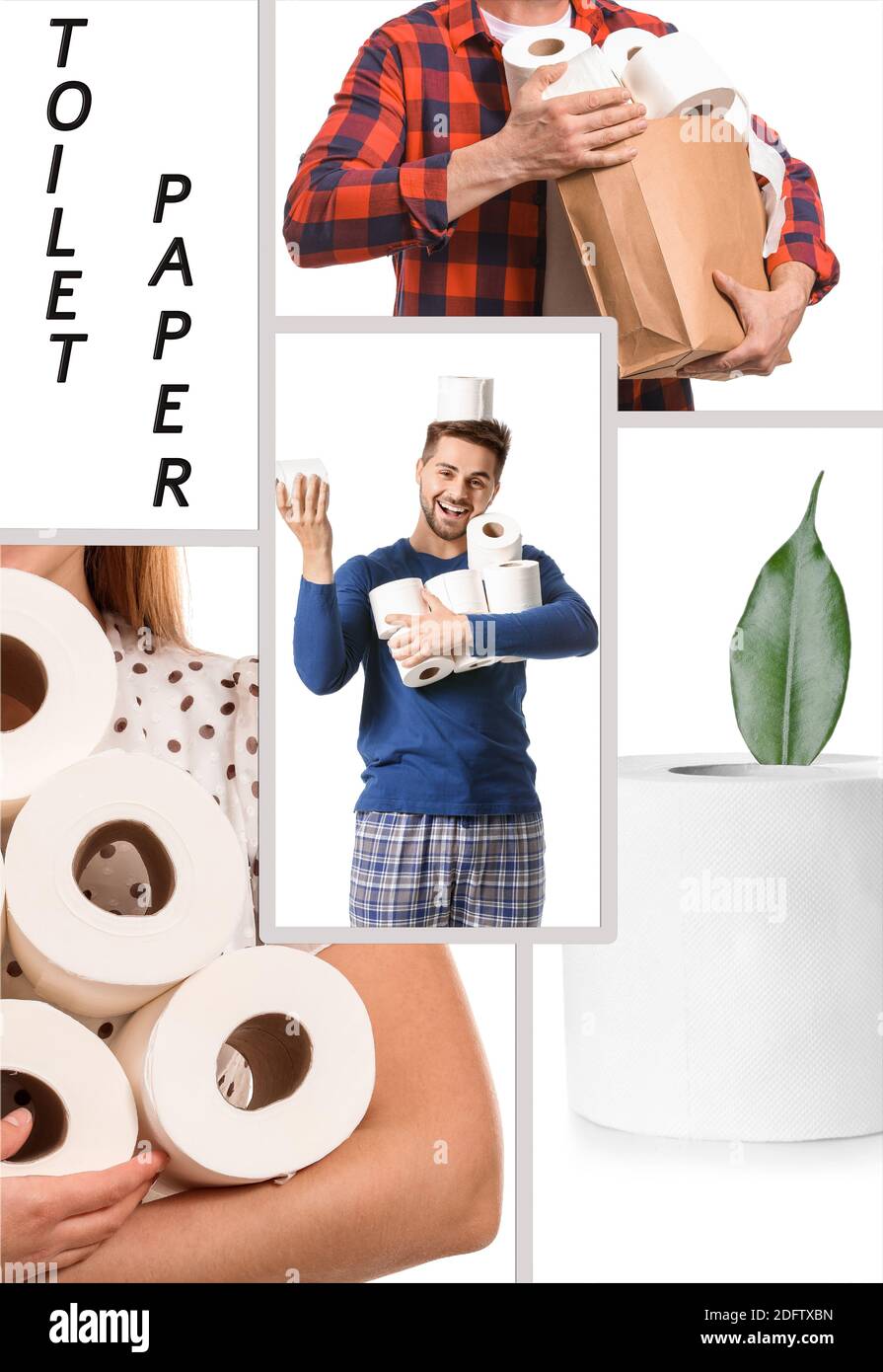 Collage of photos with people and toilet paper Stock Photo - Alamy
