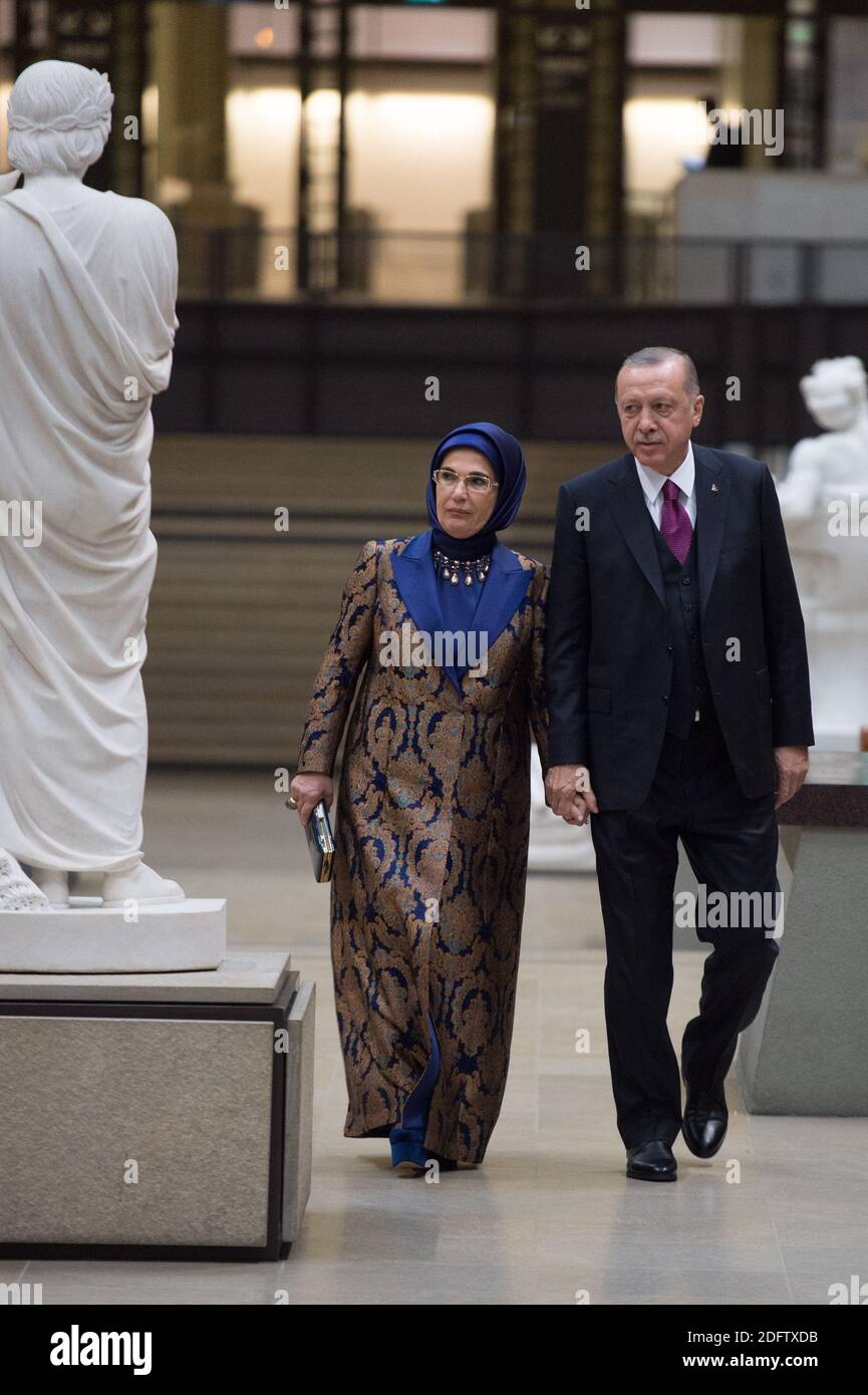 President of Turkey Recep Tayyip Erdogan (R) and his wife Emine Erdogan ...