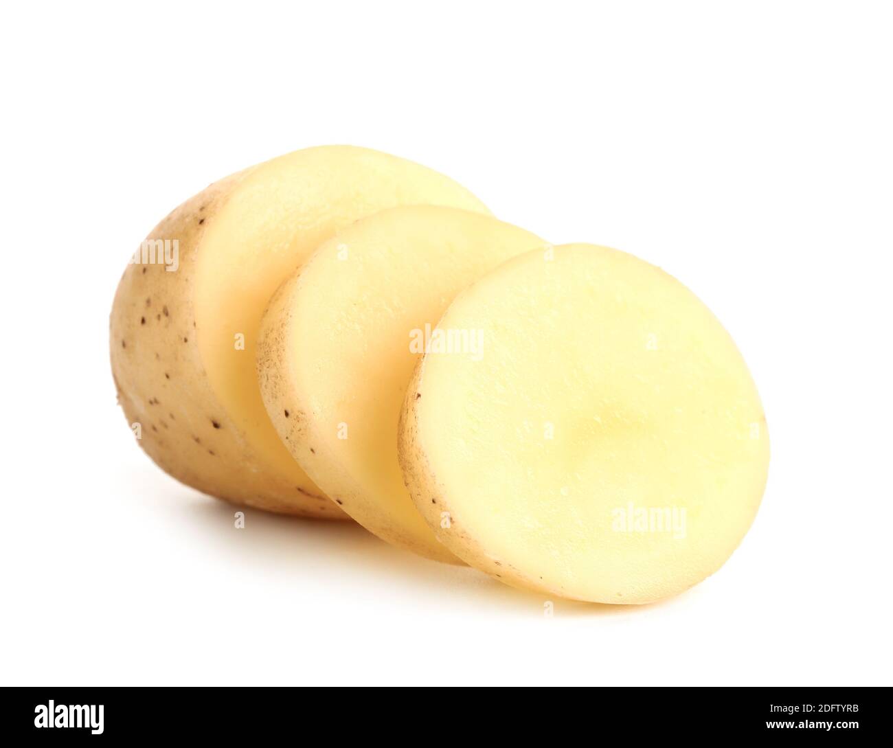 Cut potato on white background Stock Photo - Alamy