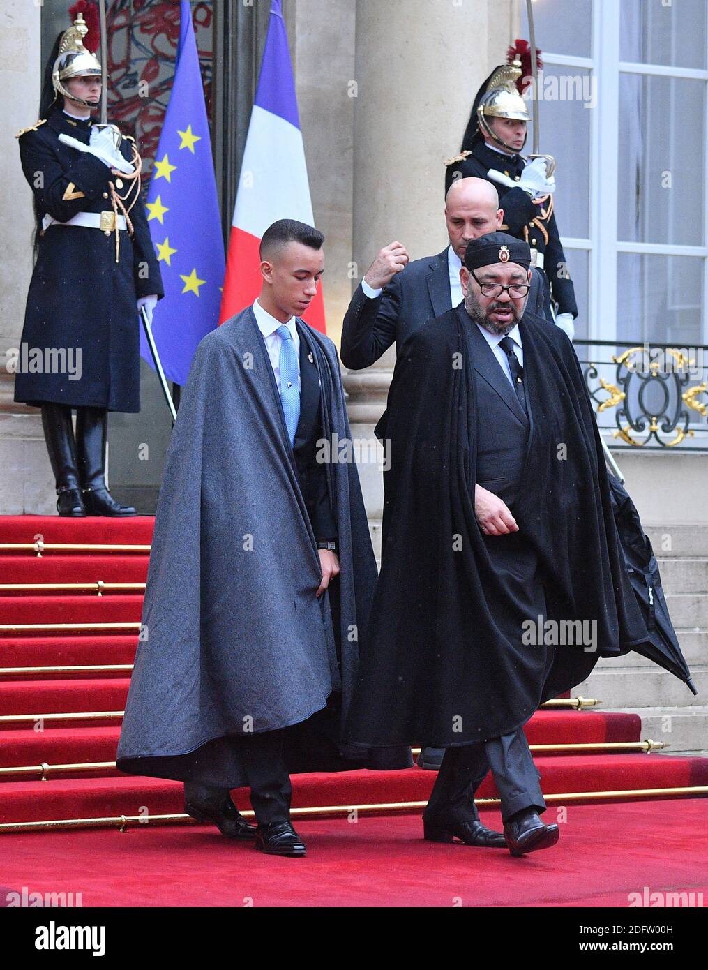 Moroccan King Mohammed VI and his son Crown Prince Hassan Moulay leave ...