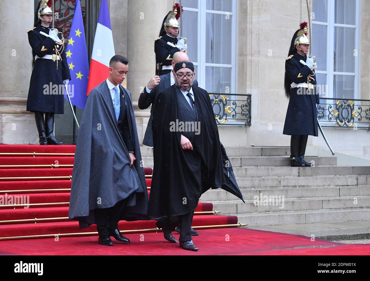Moroccan King Mohammed VI and his son Crown Prince Hassan Moulay leave ...
