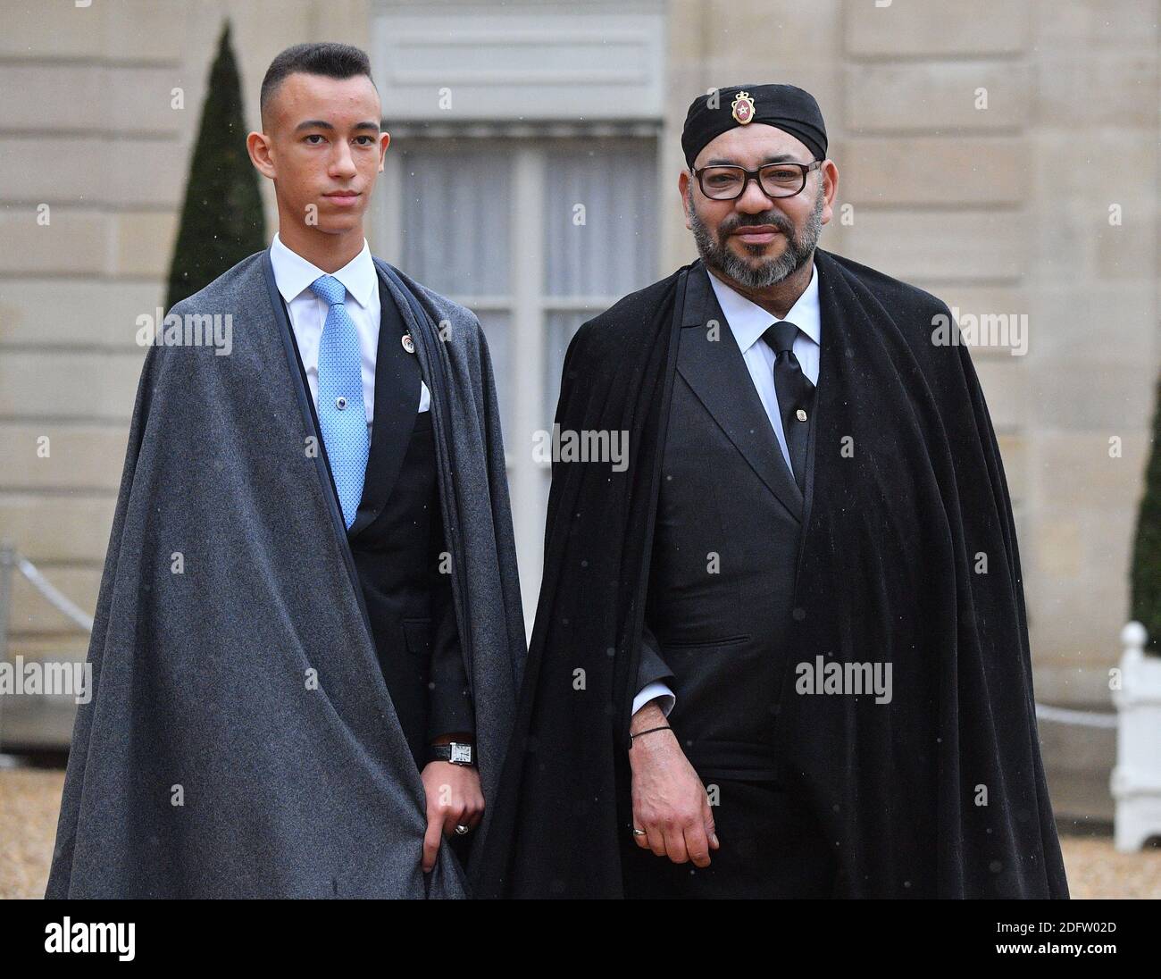 Moroccan King Mohammed VI and his son Crown Prince Hassan Moulay leave ...