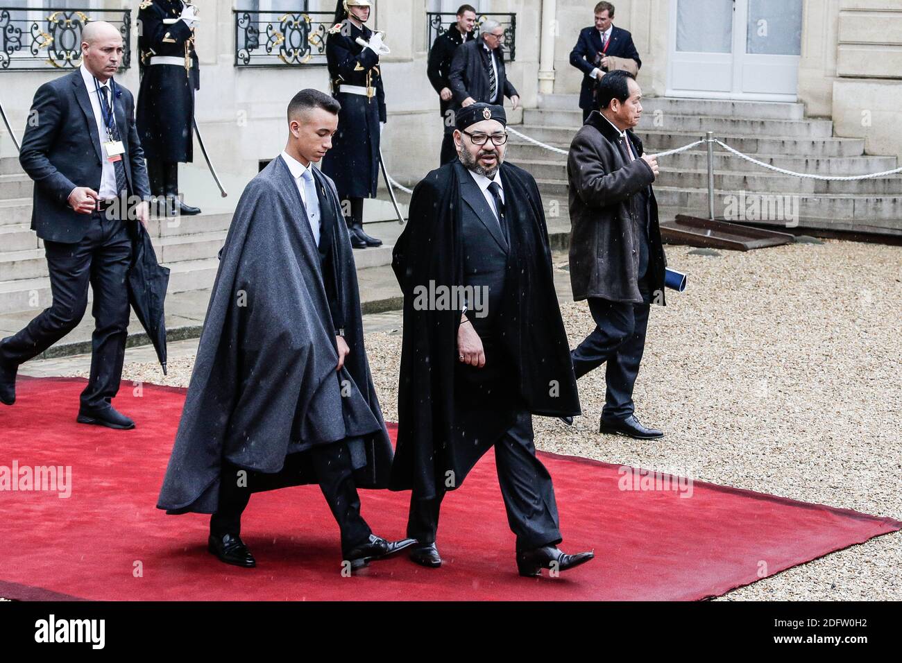 Moroccan King Mohammed VI and his son Crown Prince Hassan Moulay leaves ...