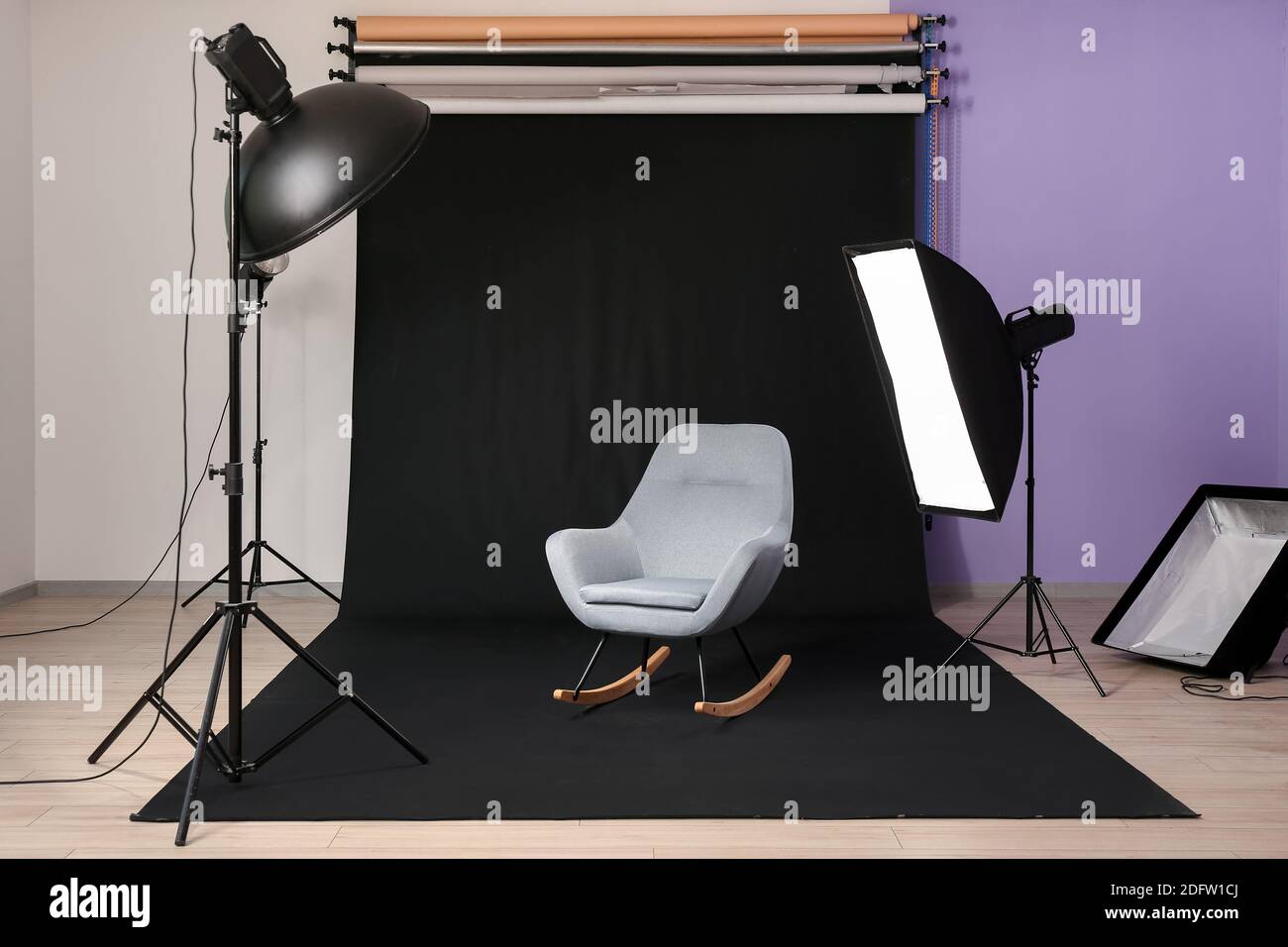 Interior of photo studio with modern equipment Stock Photo - Alamy