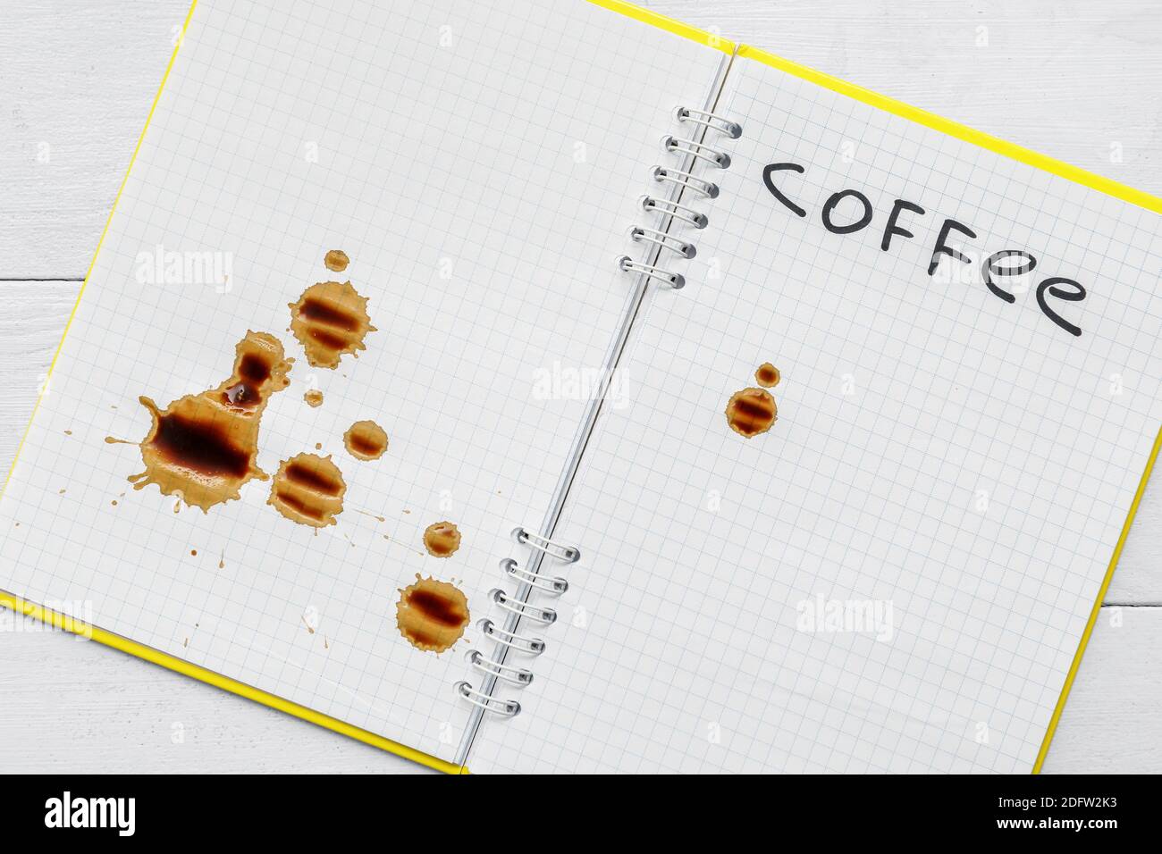 Coffee spill notebook hi-res stock photography and images - Alamy