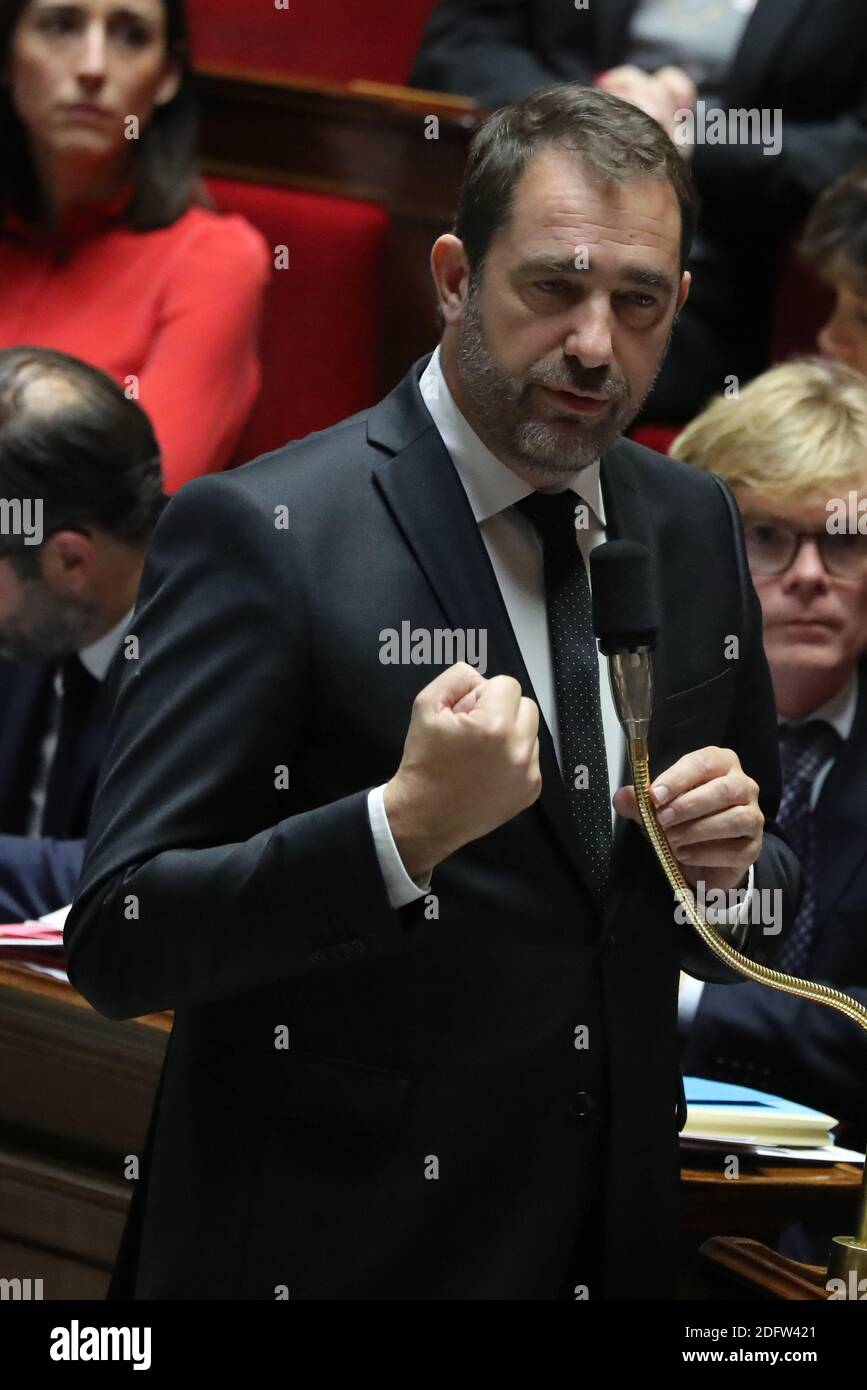 Minister of the Interior Christophe Castaner during a session of ...