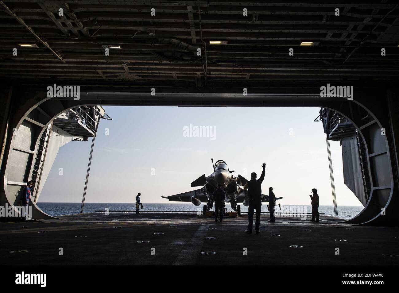 A French Navy Rafale fighter jet is seen aboard the upgraded Charles de ...
