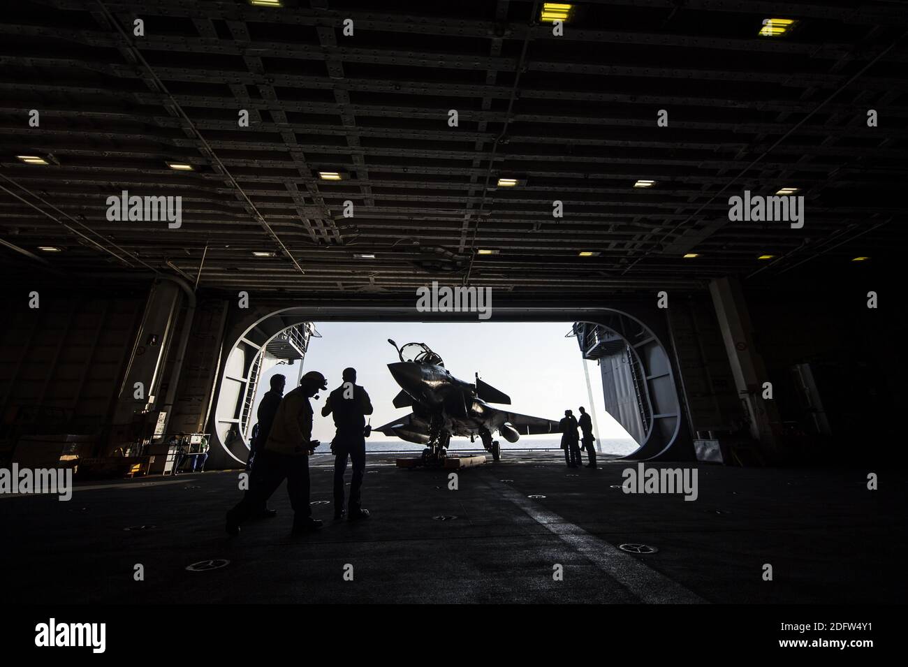 A French Navy Rafale fighter jet is seen aboard the upgraded Charles de ...
