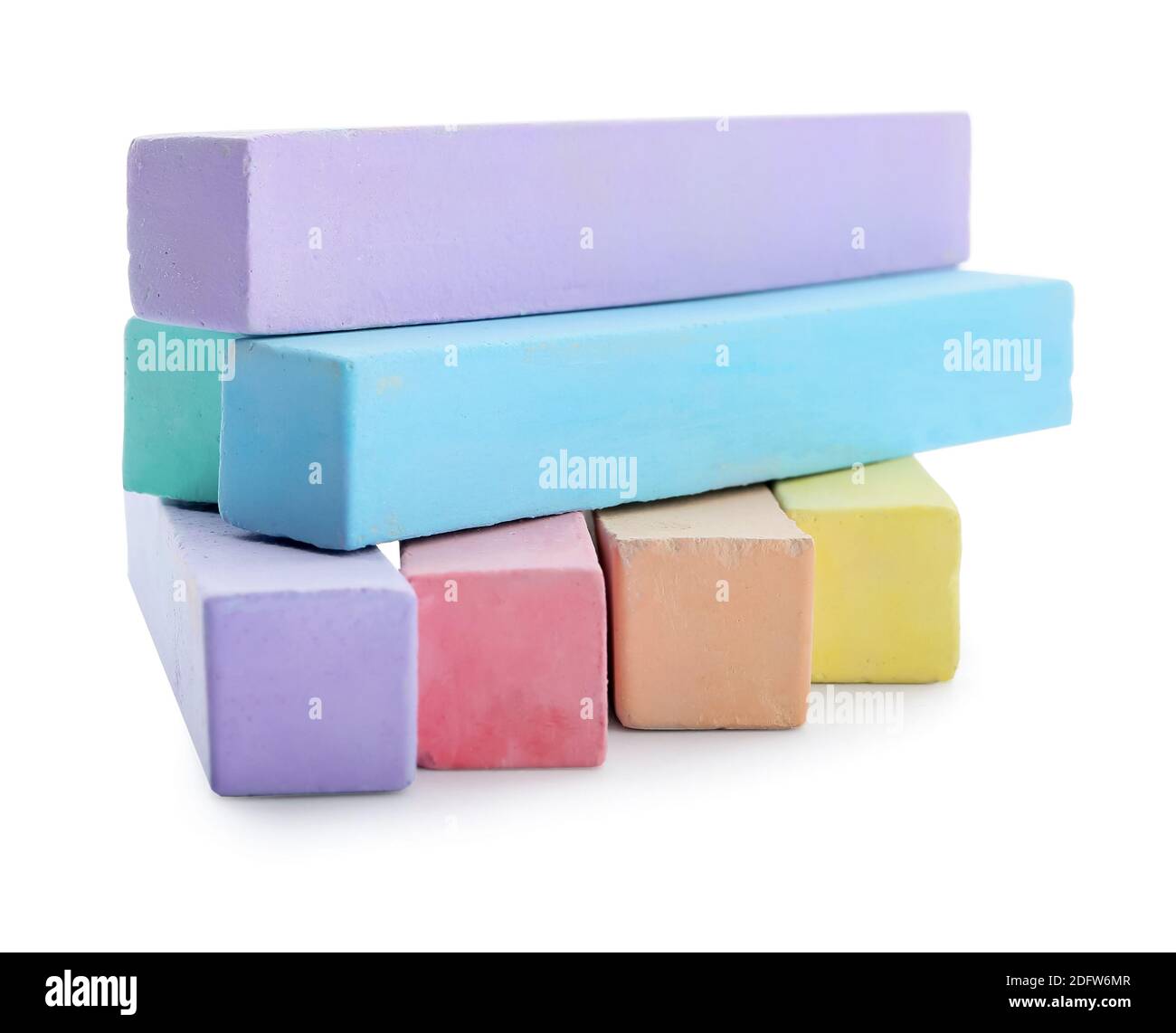 Colorful chalks on white background Stock Photo - Alamy