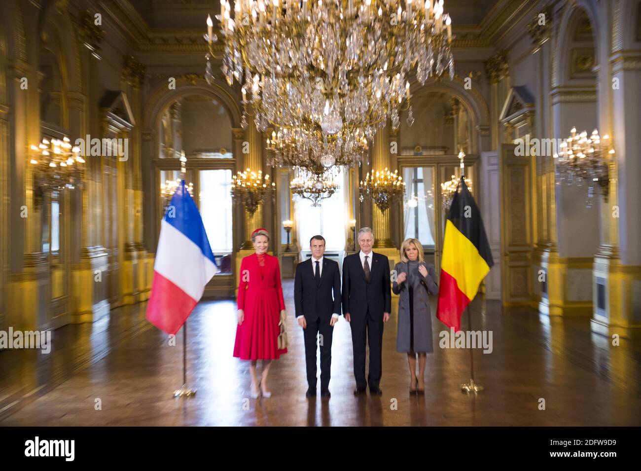 King Philippe and Queen Mathilde of Belgium greet President Emmanuel ...