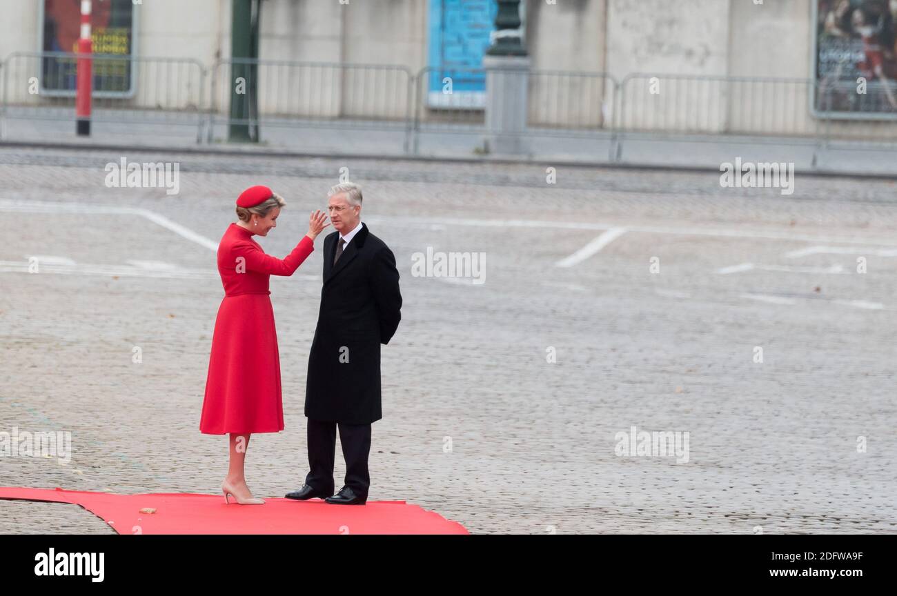 Queen Mathilde, King Philippe, Emmanuel Macron and Brigitte Macron ...