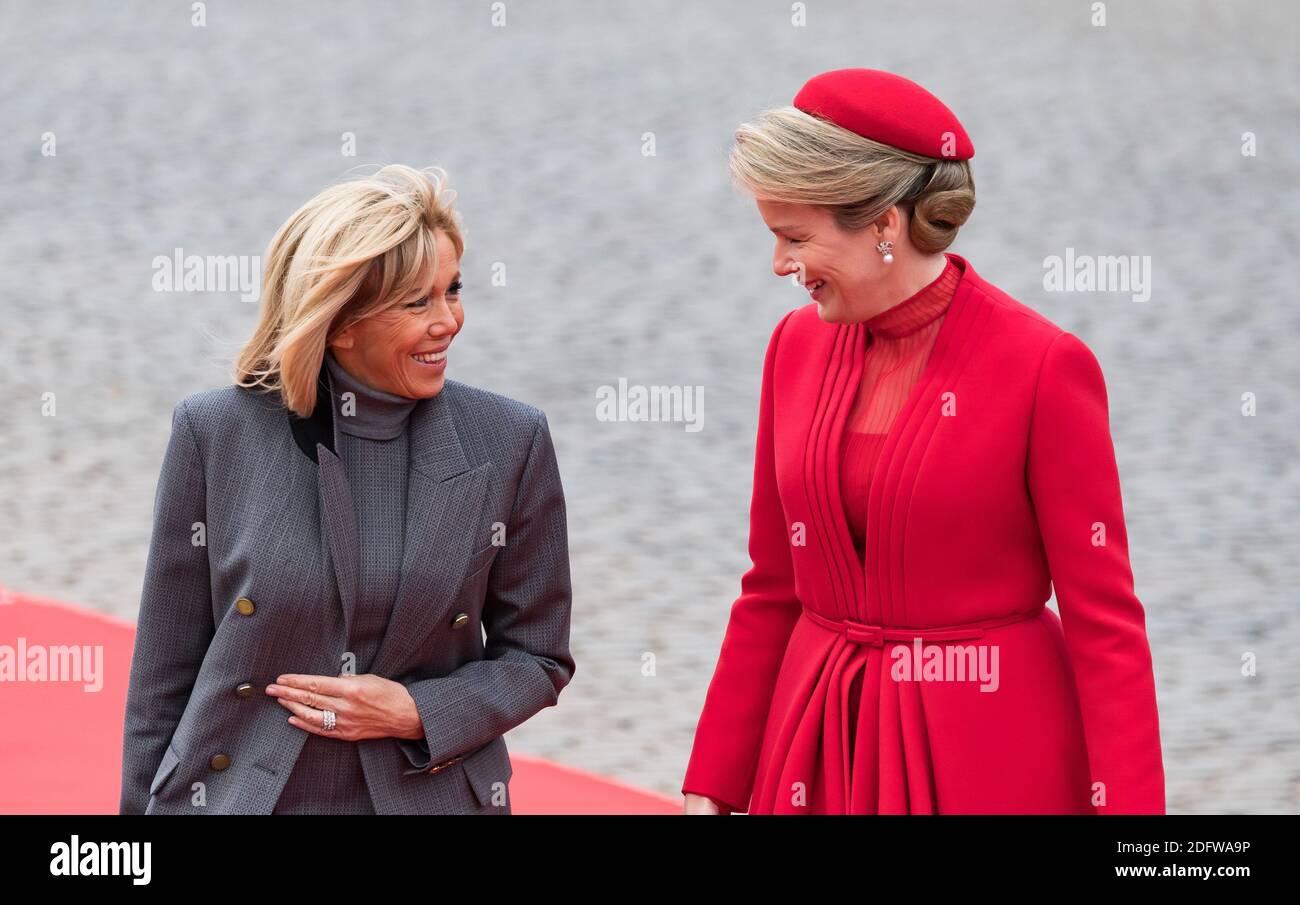 Queen Mathilde, King Philippe, Emmanuel Macron and Brigitte Macron ...