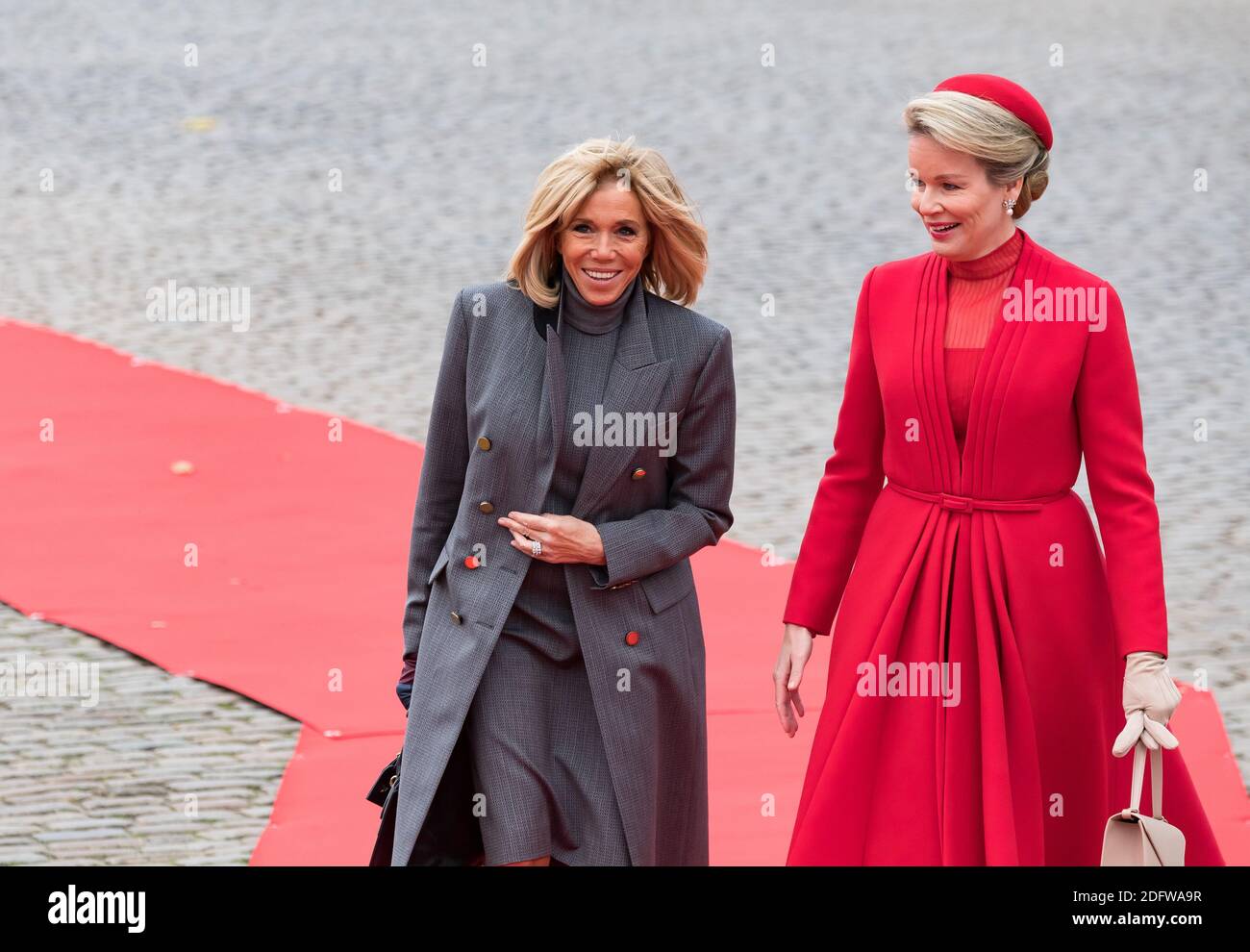 Queen Mathilde, King Philippe, Emmanuel Macron and Brigitte Macron ...