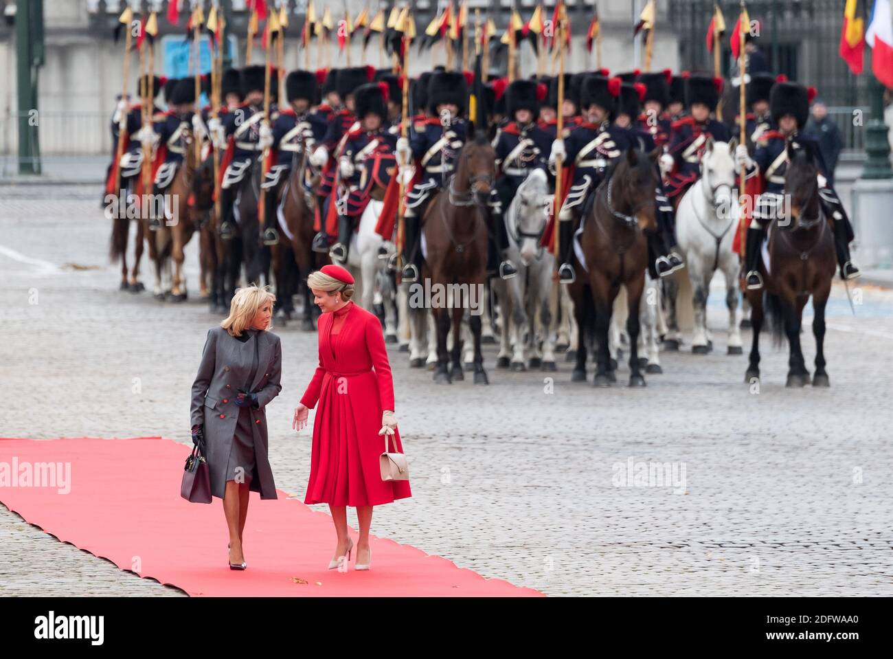 Queen Mathilde, King Philippe, Emmanuel Macron and Brigitte Macron ...