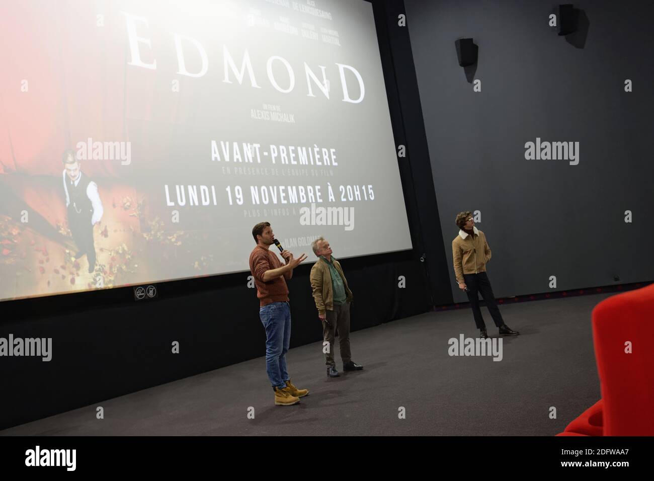 Film director Alexis Michalik and actors Thomas Soliveres and Dominique ...
