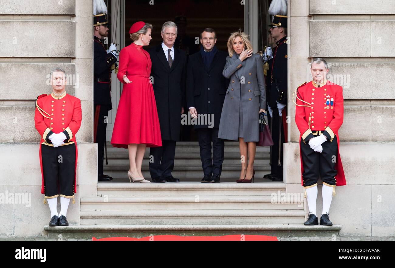Queen Mathilde, King Philippe, Emmanuel Macron and Brigitte Macron ...