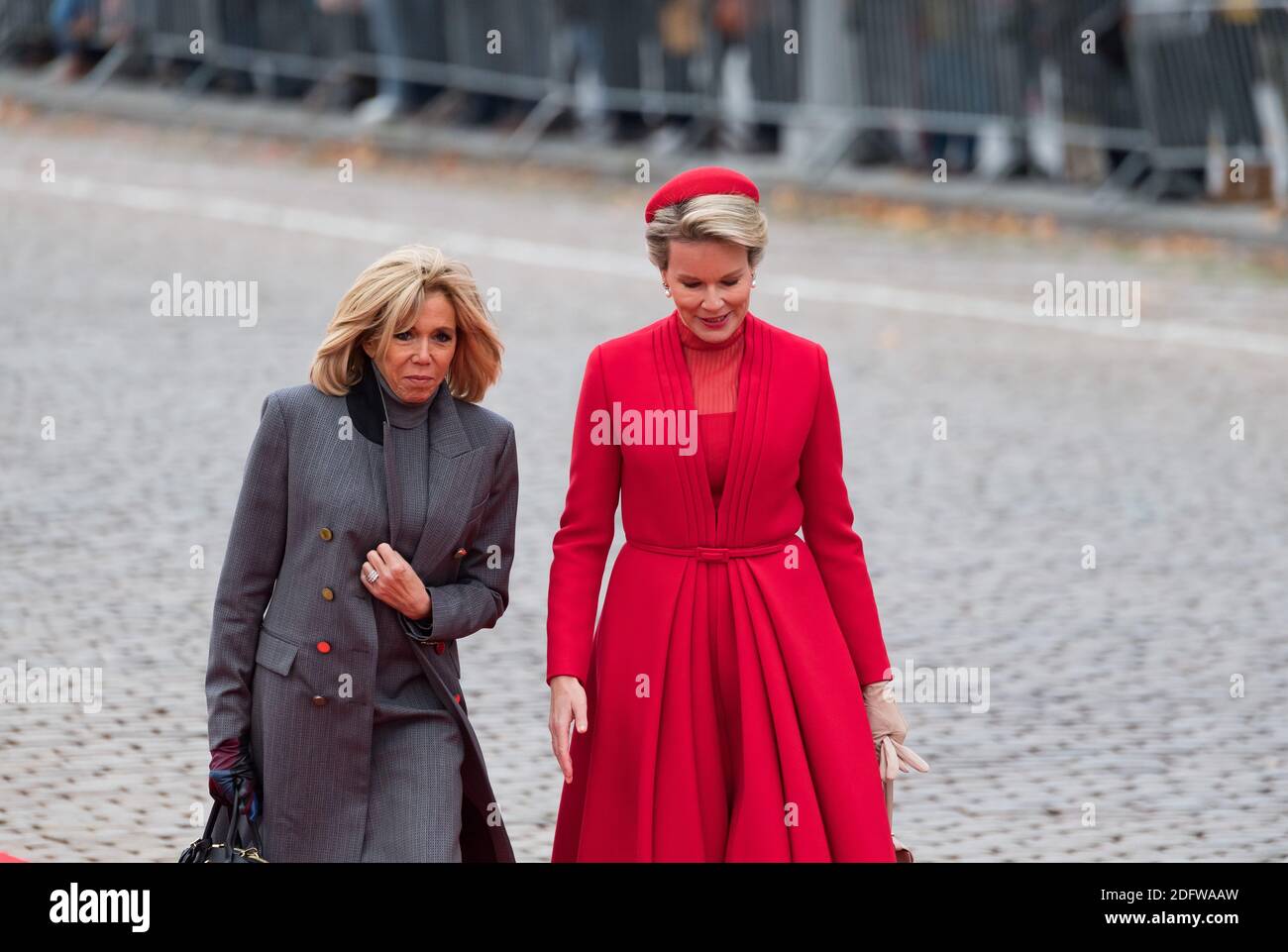 Queen Mathilde, King Philippe, Emmanuel Macron and Brigitte Macron ...