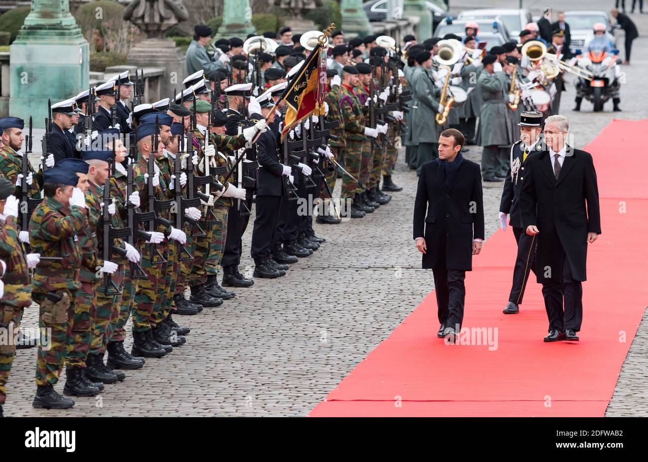 Queen Mathilde, King Philippe, Emmanuel Macron and Brigitte Macron ...