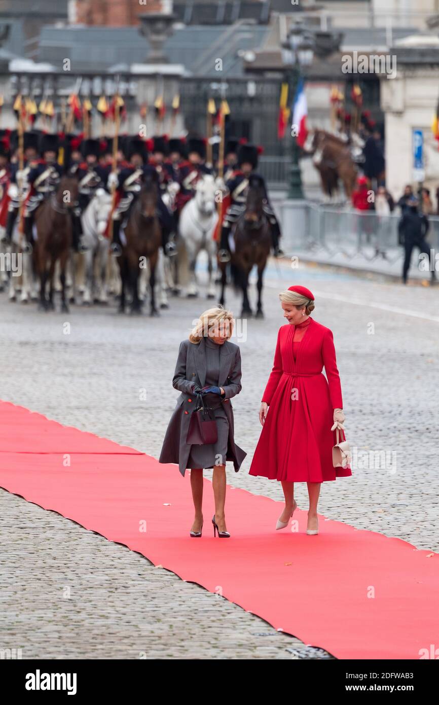 Queen Mathilde, King Philippe, Emmanuel Macron and Brigitte Macron ...