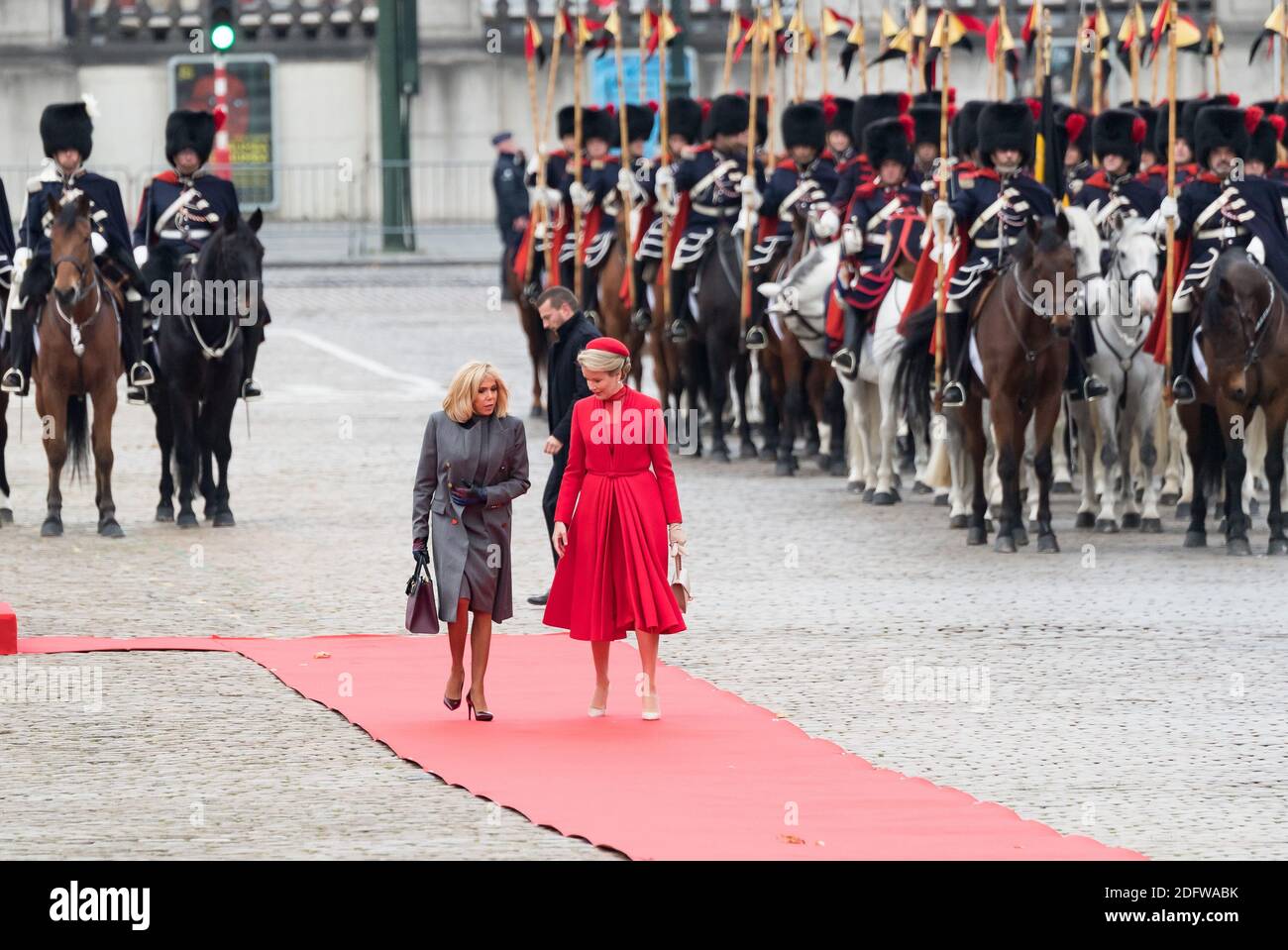 Queen Mathilde, King Philippe, Emmanuel Macron and Brigitte Macron ...