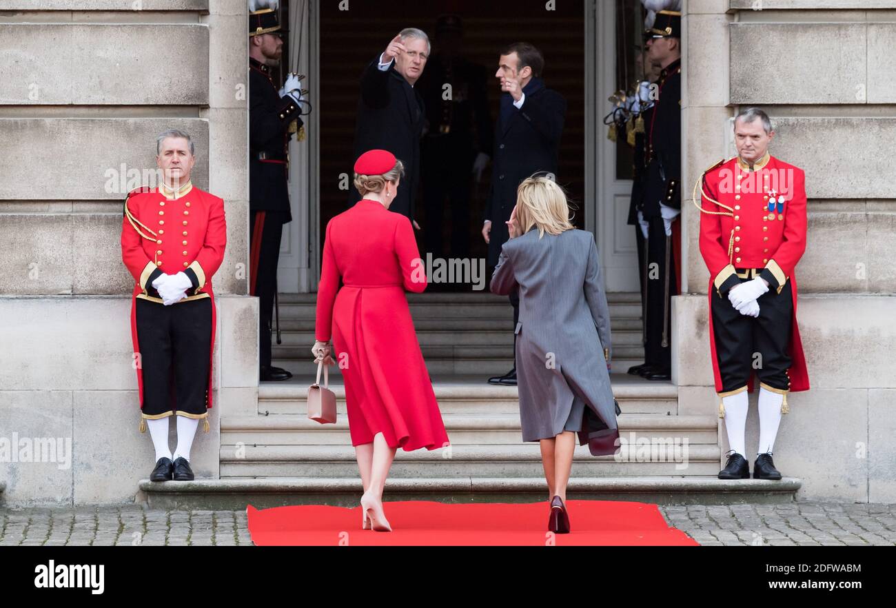Queen Mathilde, King Philippe, Emmanuel Macron and Brigitte Macron ...