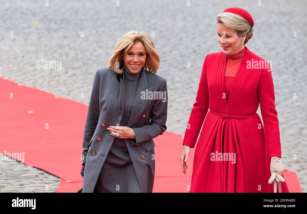 Queen Mathilde, King Philippe, Emmanuel Macron and Brigitte Macron ...