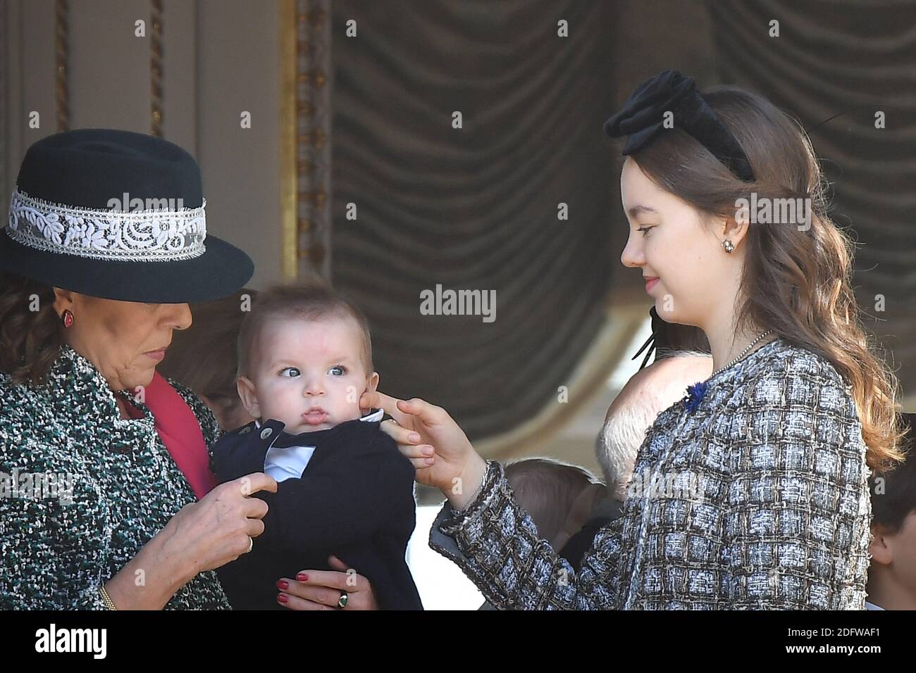 Princess Caroline and Alexandra de Hanovre on the balcony of Prince's ...