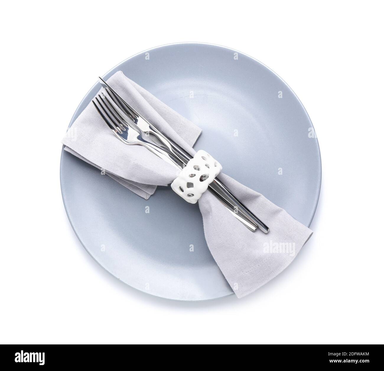 Simple table setting on white background Stock Photo - Alamy