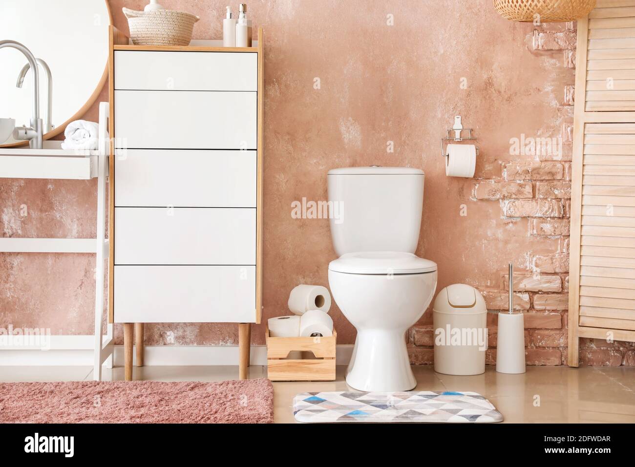 Stylish interior of modern restroom Stock Photo - Alamy