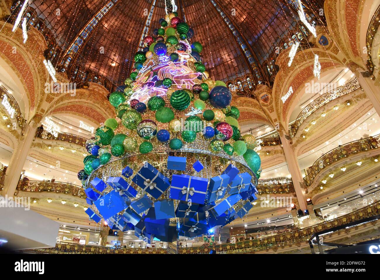 Shop windows are seen at Galeries Lafayette department store in Paris ...