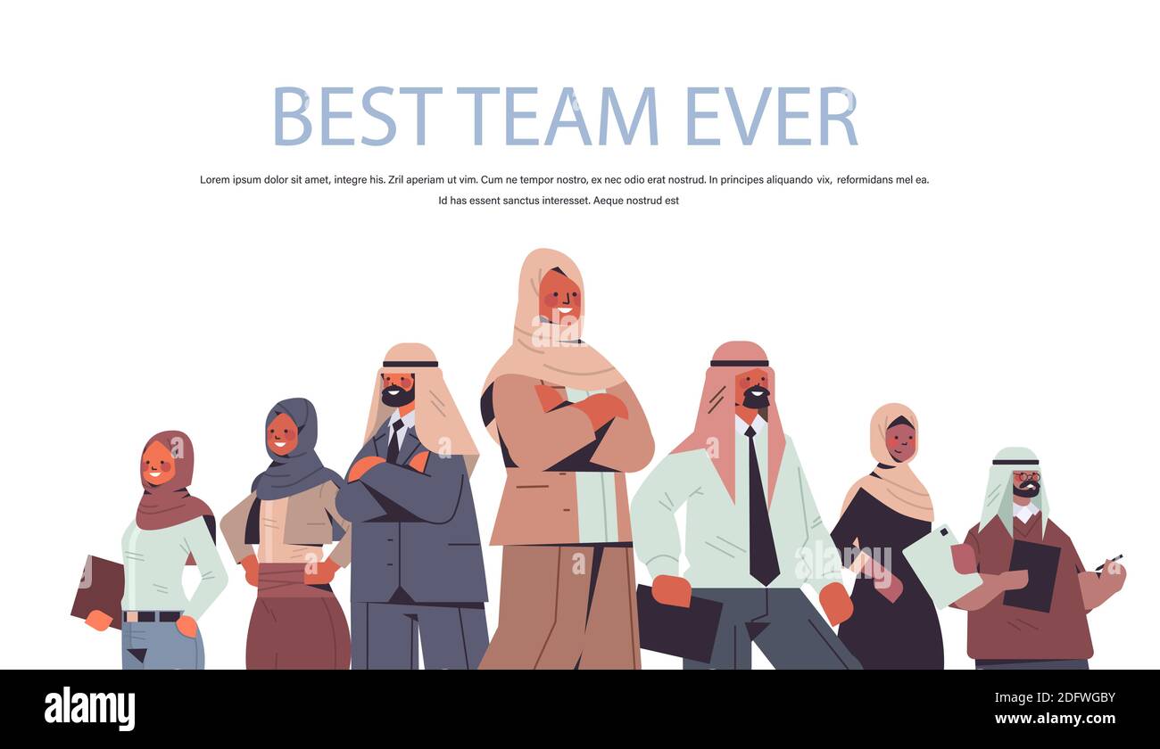 arab businesswoman team leader standing in front of arabic ...