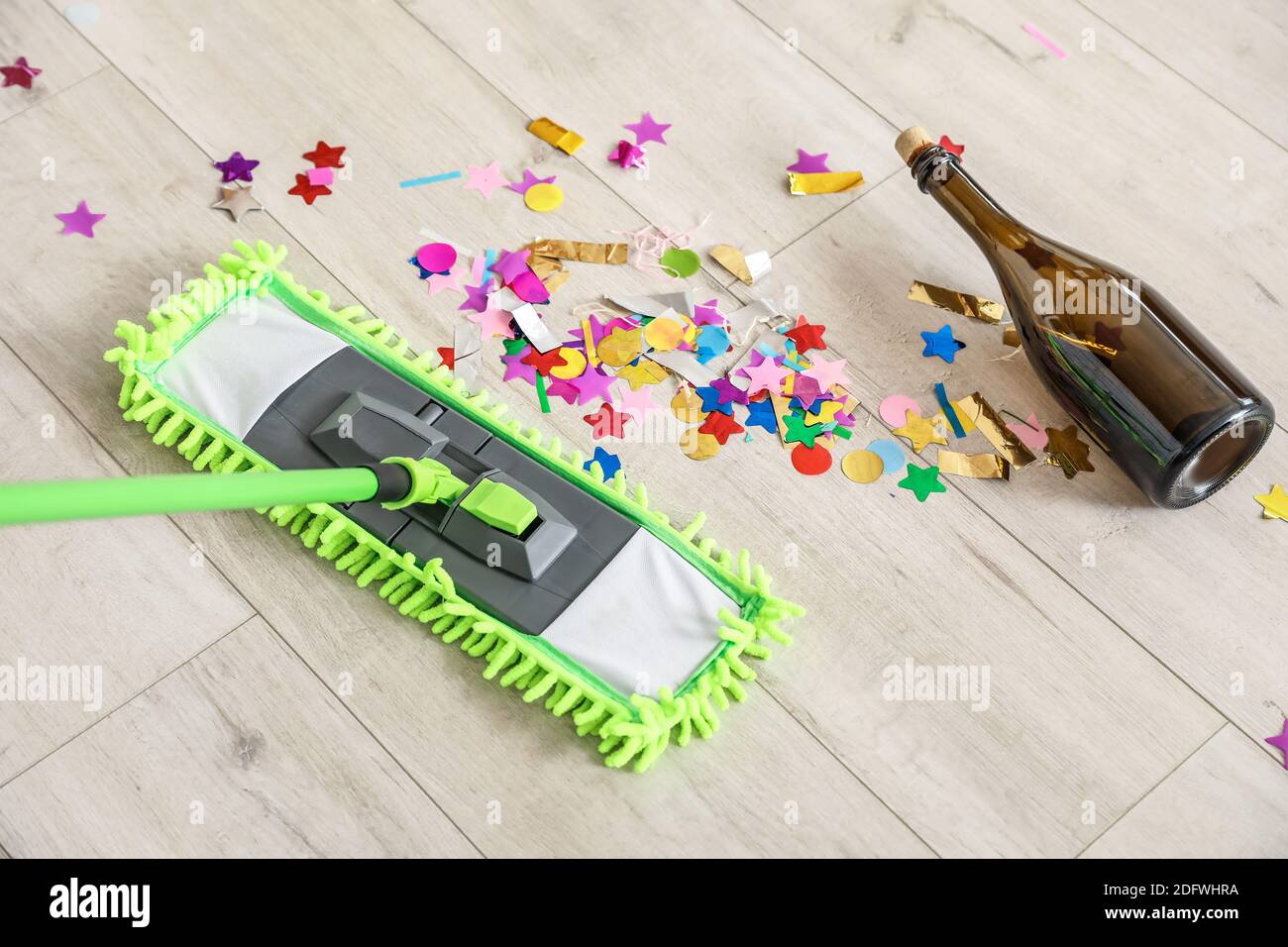 Cleaning of messy room after party celebration Stock Photo - Alamy