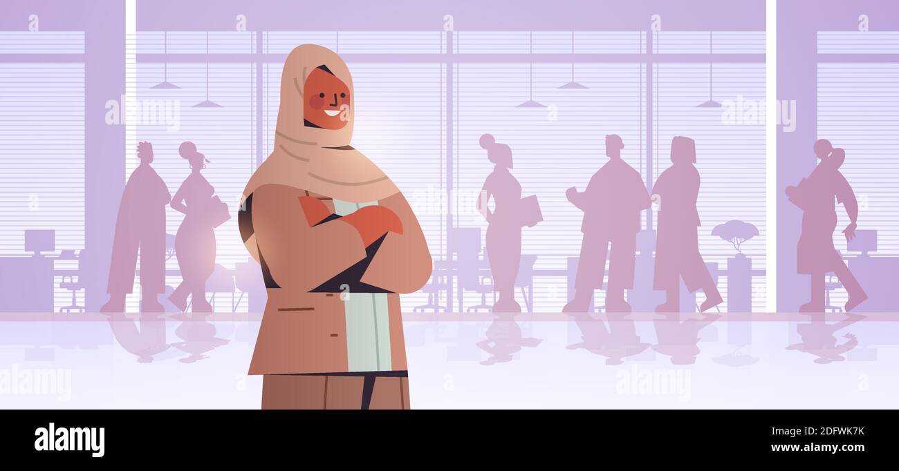 arab businesswoman leader standing in front of businesspeople ...