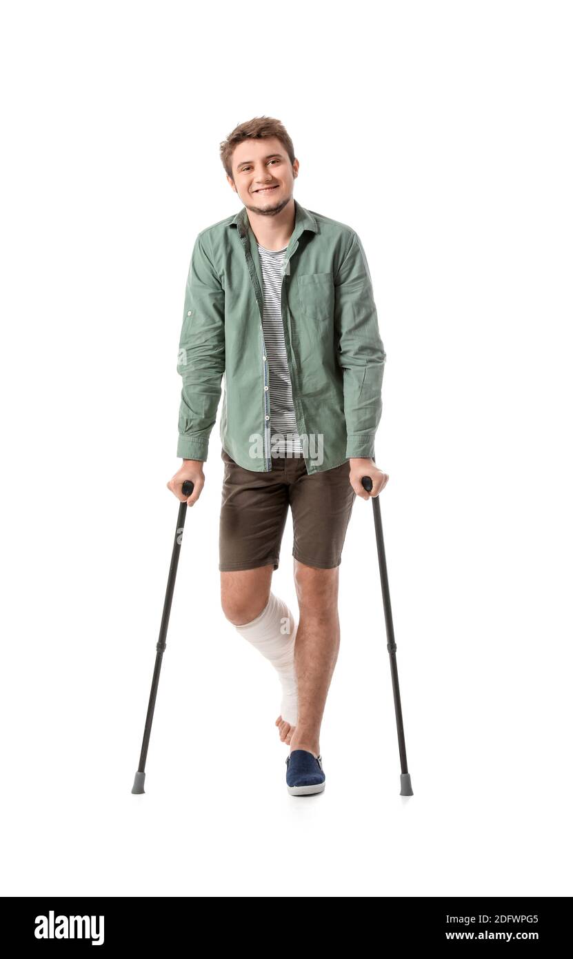 Broken leg man plaster Cut Out Stock Images & Pictures - Alamy