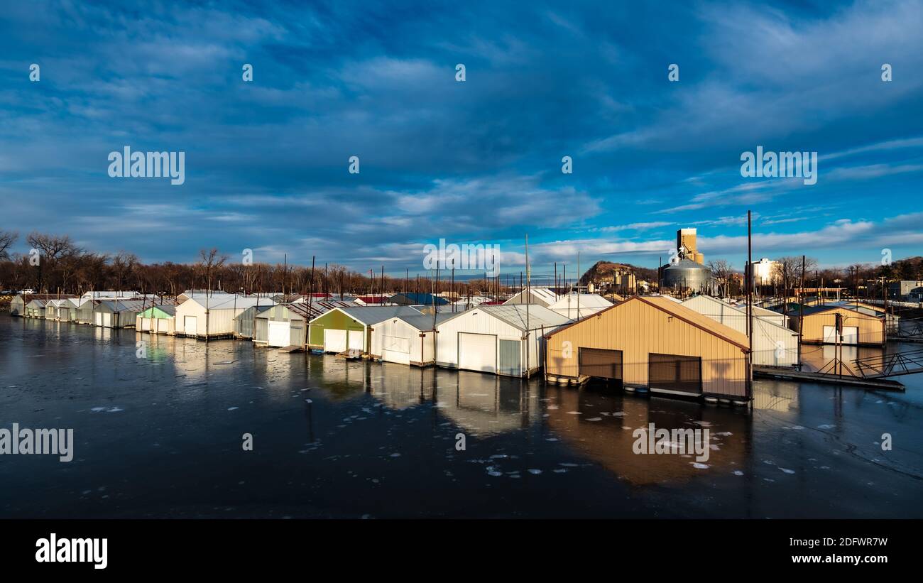Boat Hourses of the Red Wing Yacht Club in Minnesota Stock Photo - Alamy