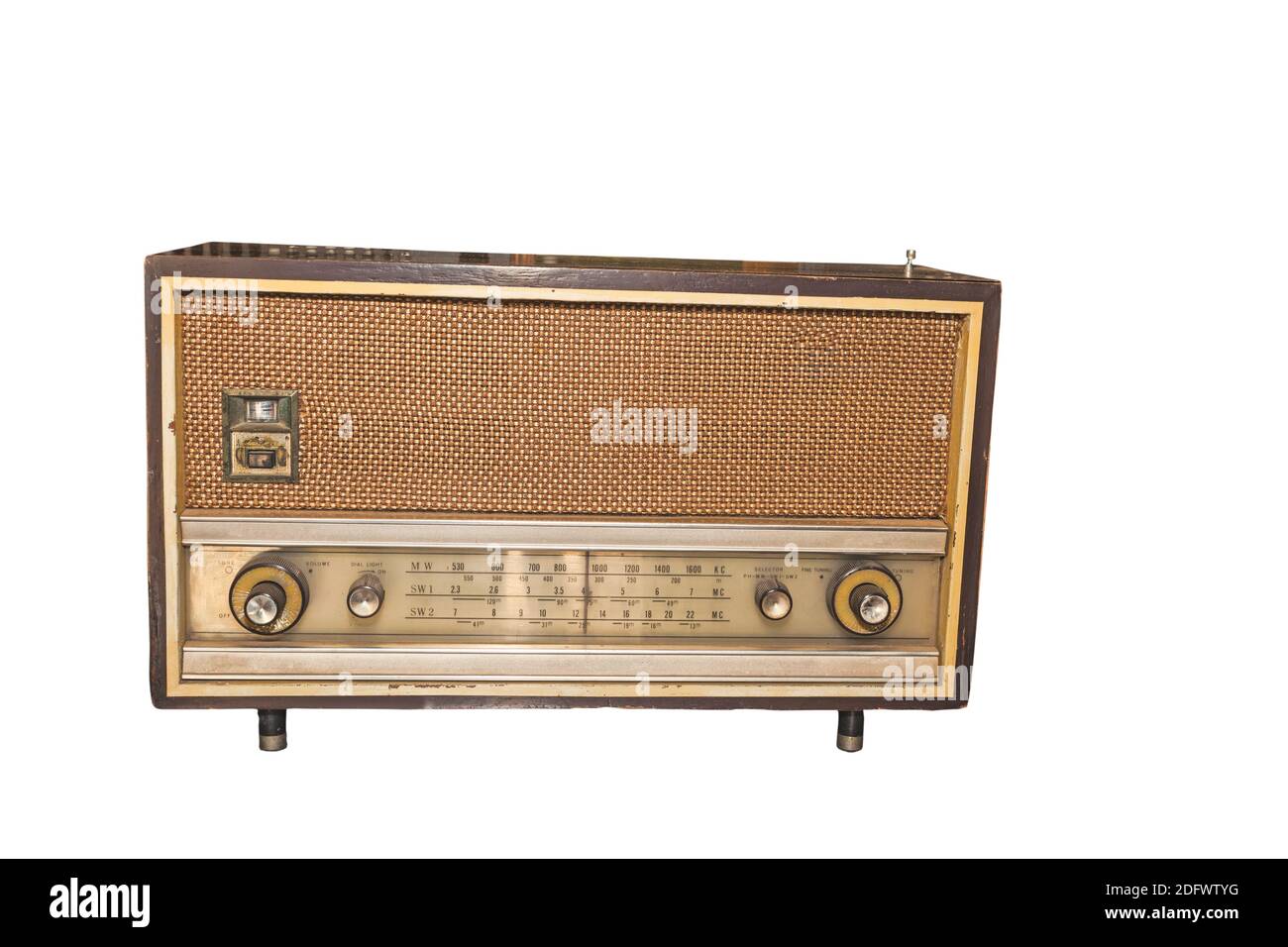 Close up old classic radio isolated on white background.Saved with ...