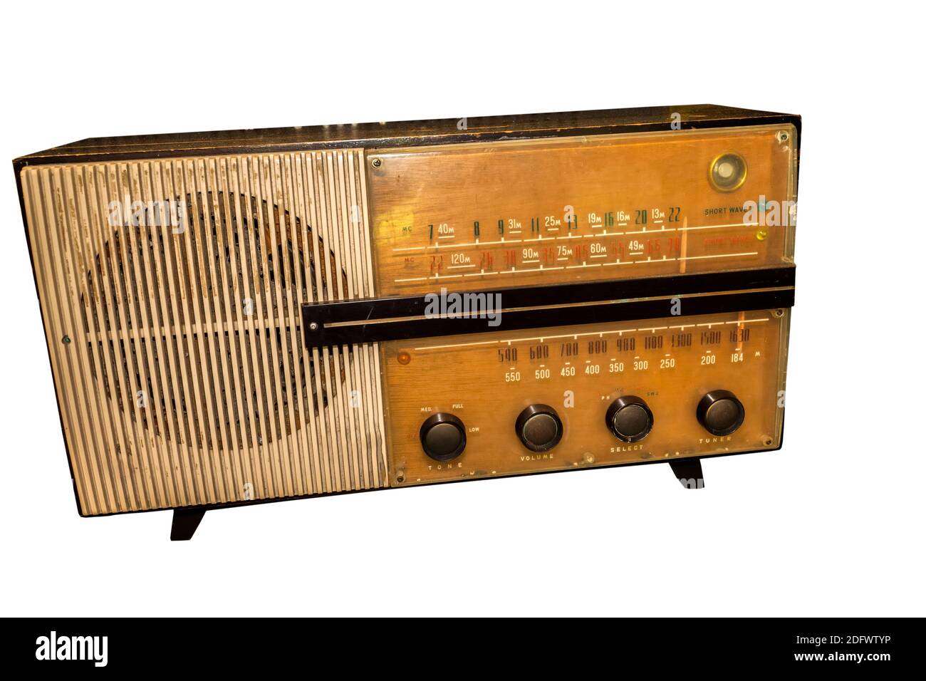 Close up old classic radio isolated on white background.Saved with ...