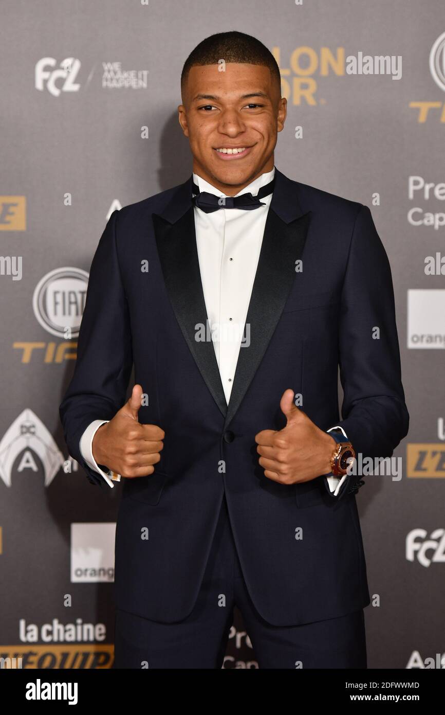 Kylian Mbappe of France and Paris Saint-Germain attends the Ballon d'Or ...