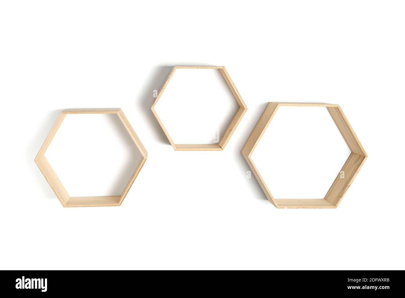 Modern empty shelves on white background Stock Photo - Alamy